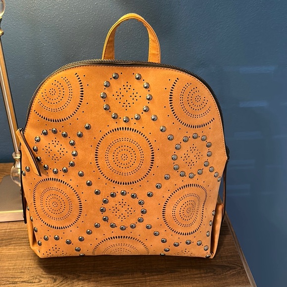 Bags | Tan Backpack With Studs New Has An Inside Zipper And 2 Pockets ...
